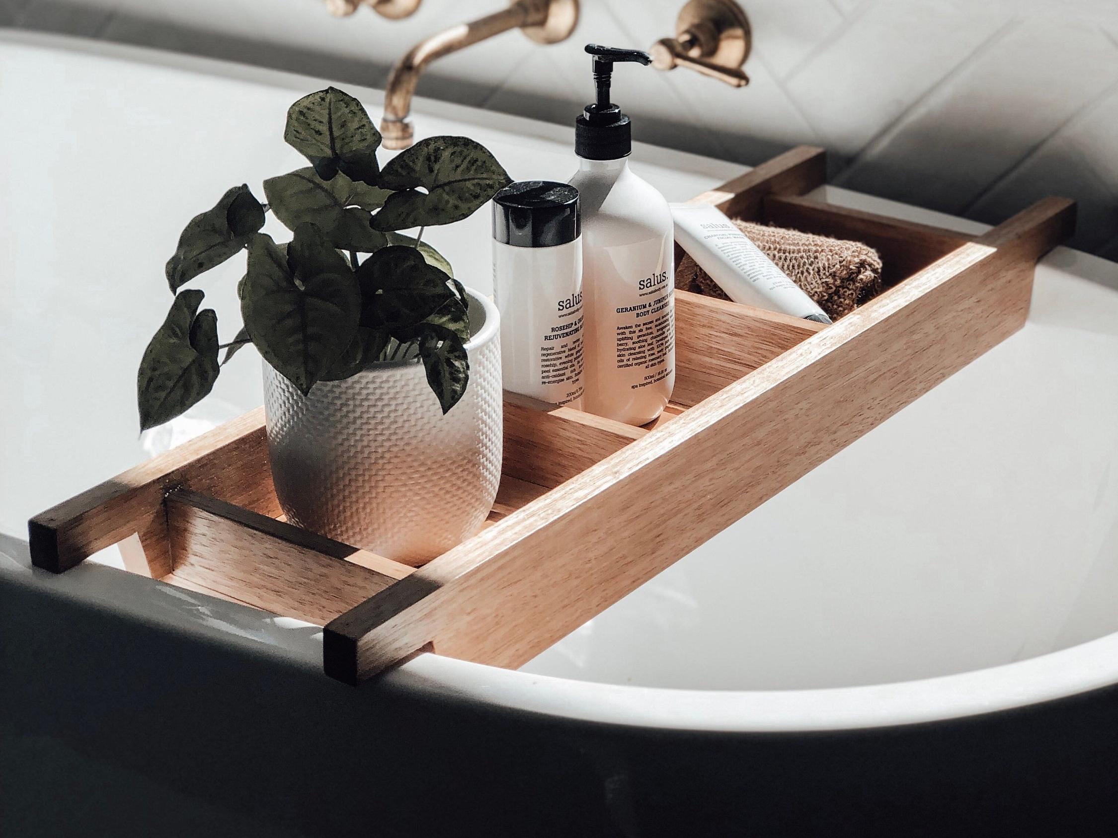 THE ASCOT - Bath CADDY-: Timber Storage Shelf, Tidy, for Free Standing ...