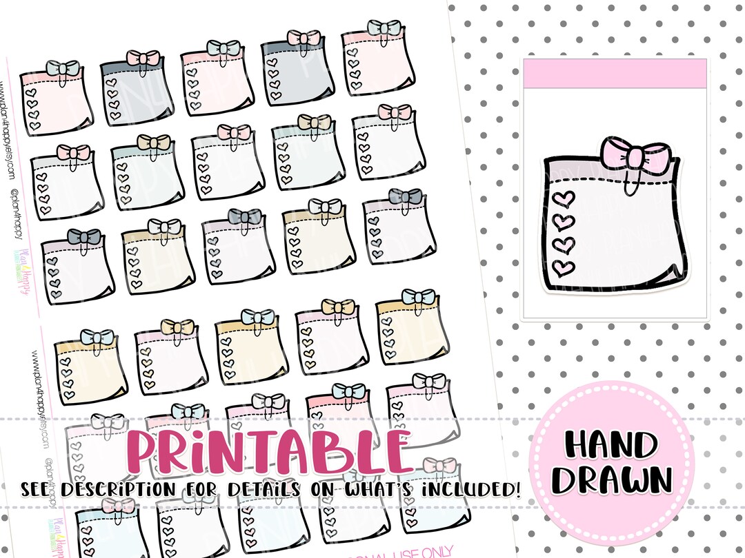 Printable Sticky Note Checklists Printable Planner Stickers - Etsy
