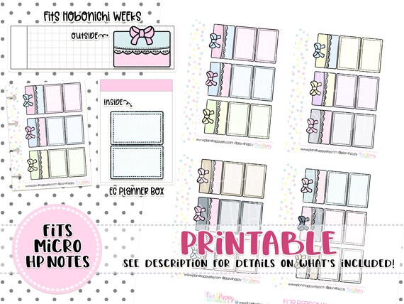 Printable Planner Stickers Bow Boxes Foldover Boxes Sheets - Etsy