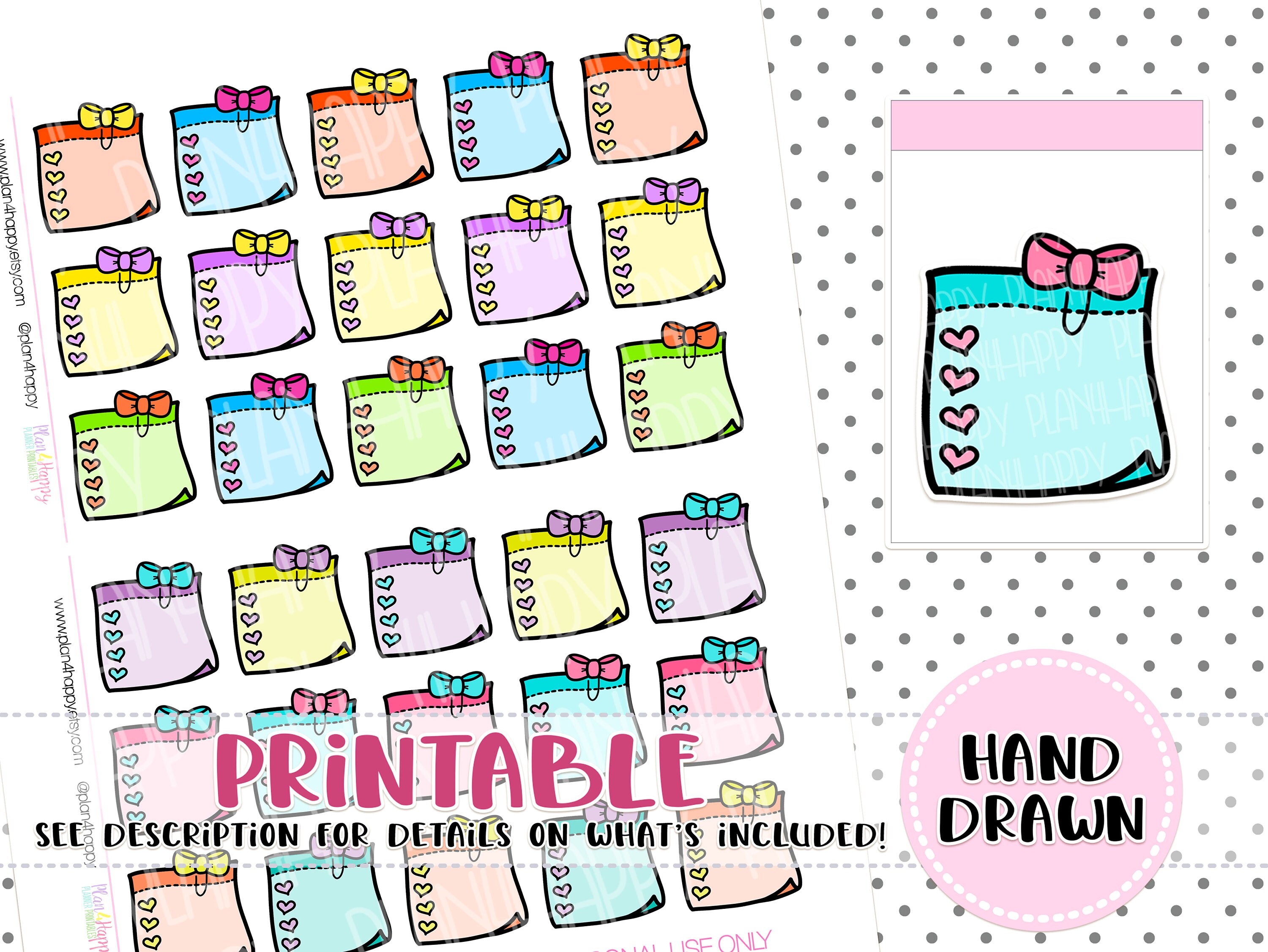 Printable, Sticky Note Checklists, Printable Planner Stickers, Larger ...