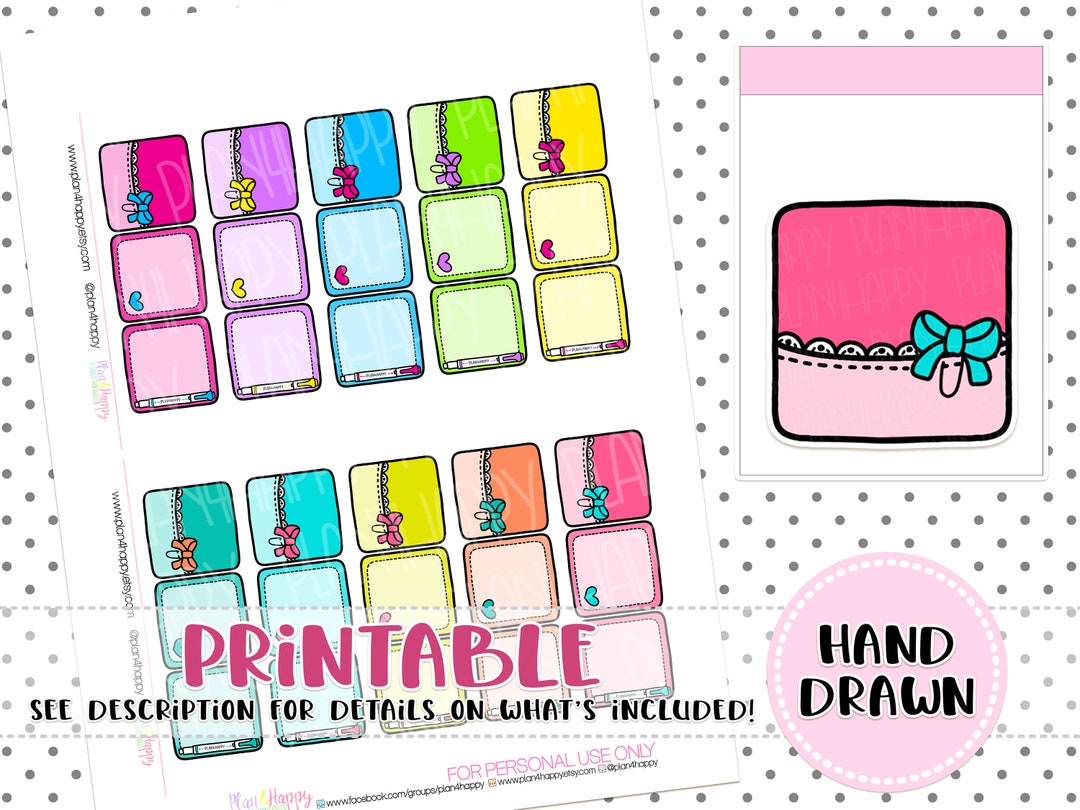 Printable, FOLDABLE Boxes, Fit Most Planners, Printable Kawaii Stickers ...