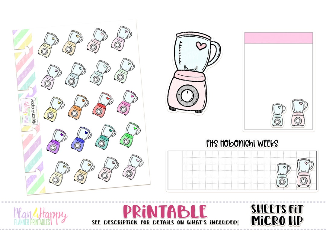 Blender, Printable Planner Stickers, Sheets Fit Micro Happy Notes ...