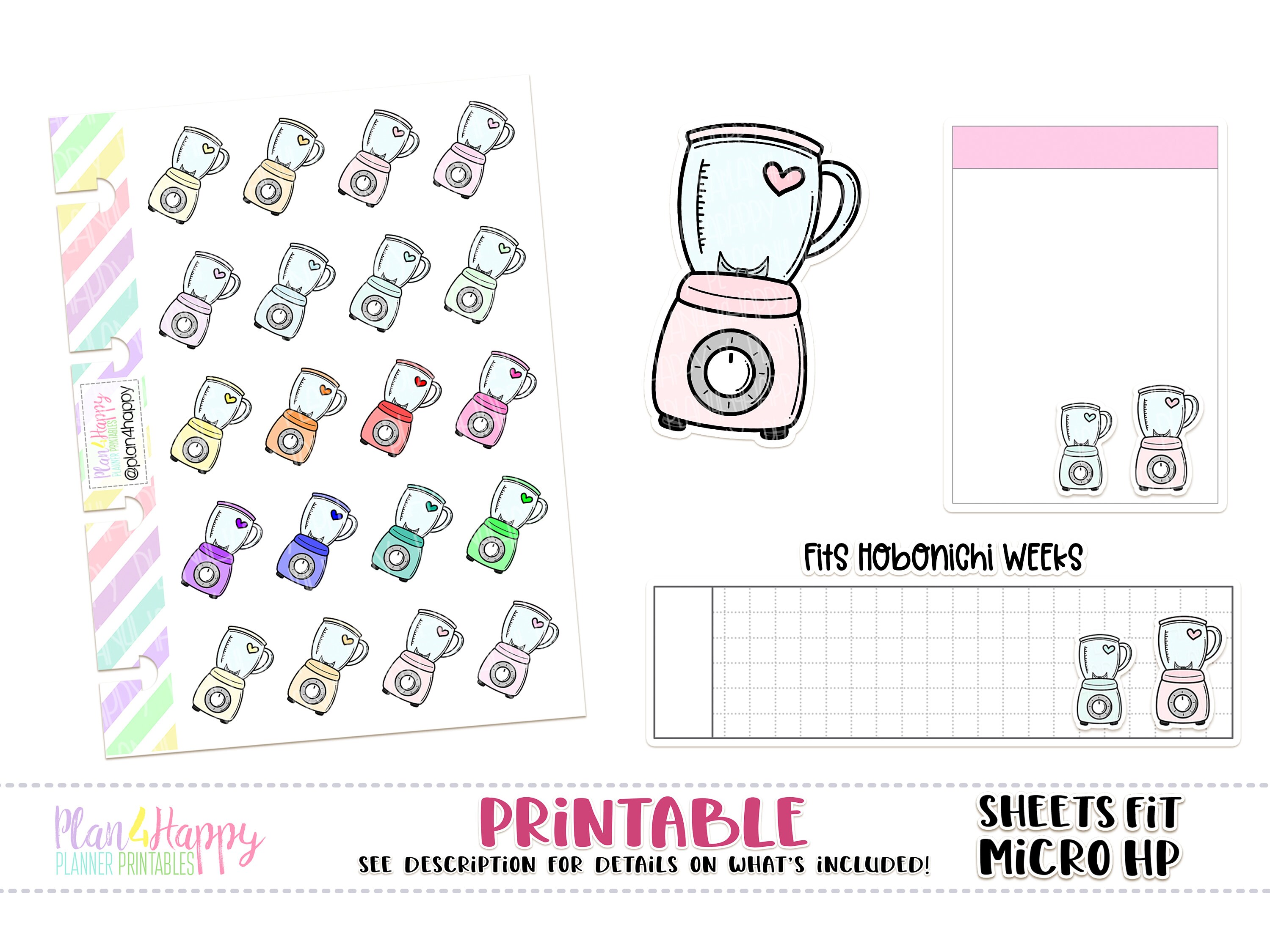 Blender Printable Planner Stickers Sheets Fit Micro Happy - Etsy