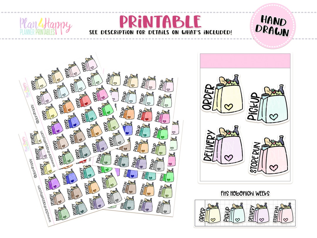 Printable Planner Stickers, Groceries Stickers, Planner Stickers ...
