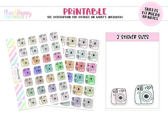 Camera Stickers Printable Planner Stickers Fits Micro Happy | Etsy