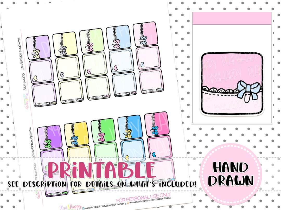 Printable, FOLDABLE Boxes, Fit Most Planners, Printable Kawaii Stickers ...
