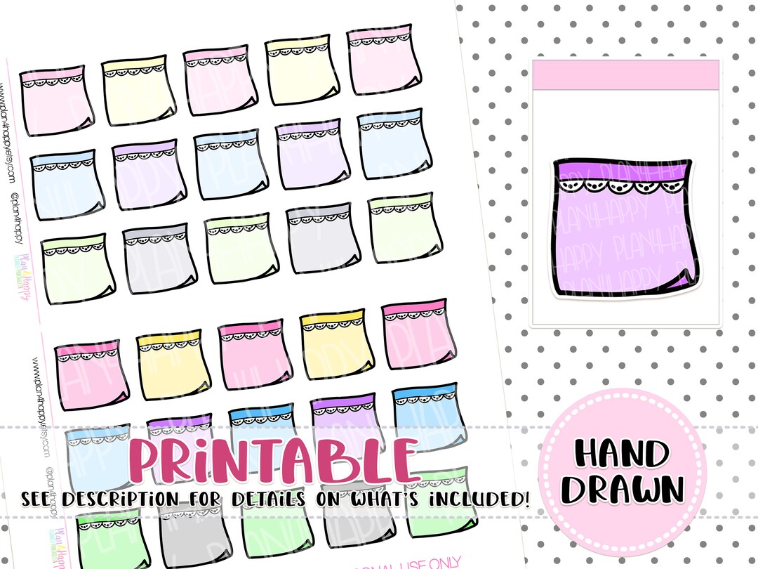 Printable, Sticky Note Stickers, Printable Planner Stickers, Larger ...
