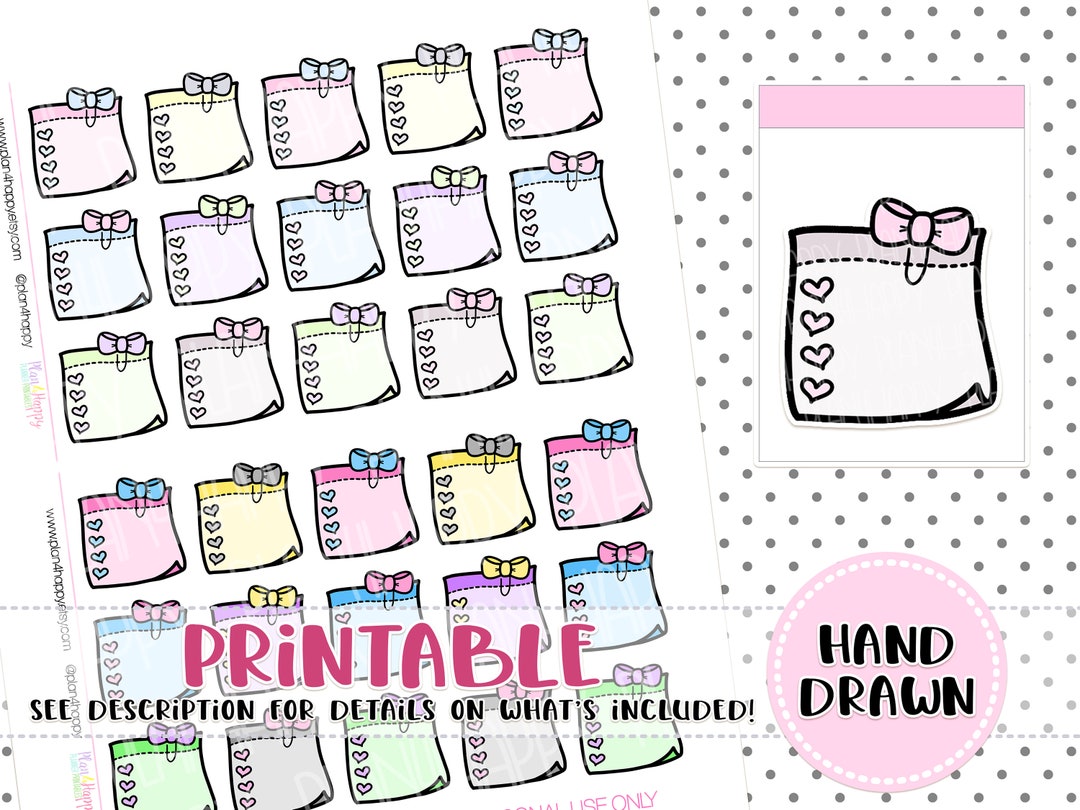 Printable, Sticky Note Checklists, Printable Planner Stickers, Larger ...