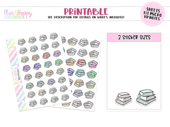 Book Stack Stickers Printable Planner Stickers Fits Micro | Etsy