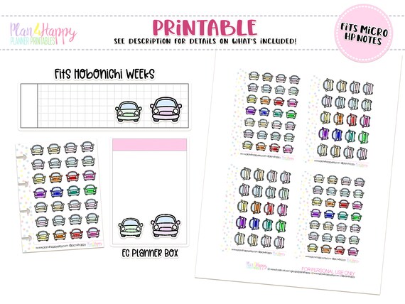 Printable Planner Stickers Car Stickers Fits Micro Happy | Etsy