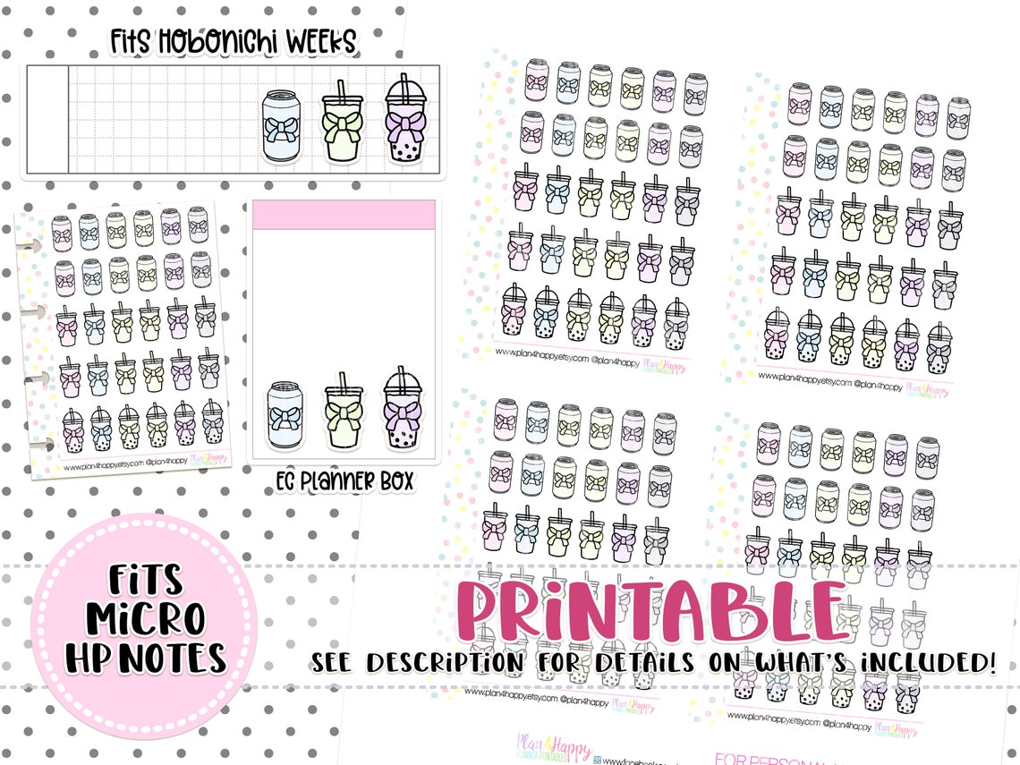 Printable Planner Stickers Drinks Stickers 02 Fits Micro - Etsy