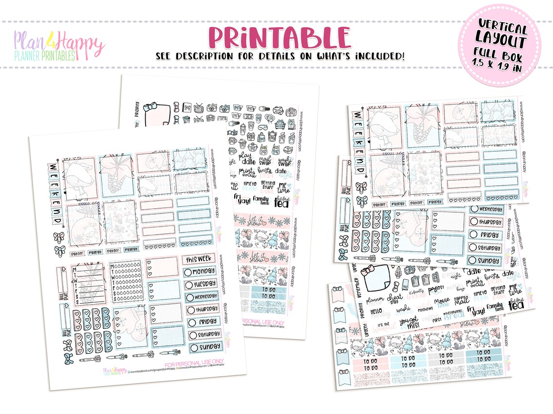 Printable Weekly Kit Vertical Planner Weekly Kit Winter Time | Etsy