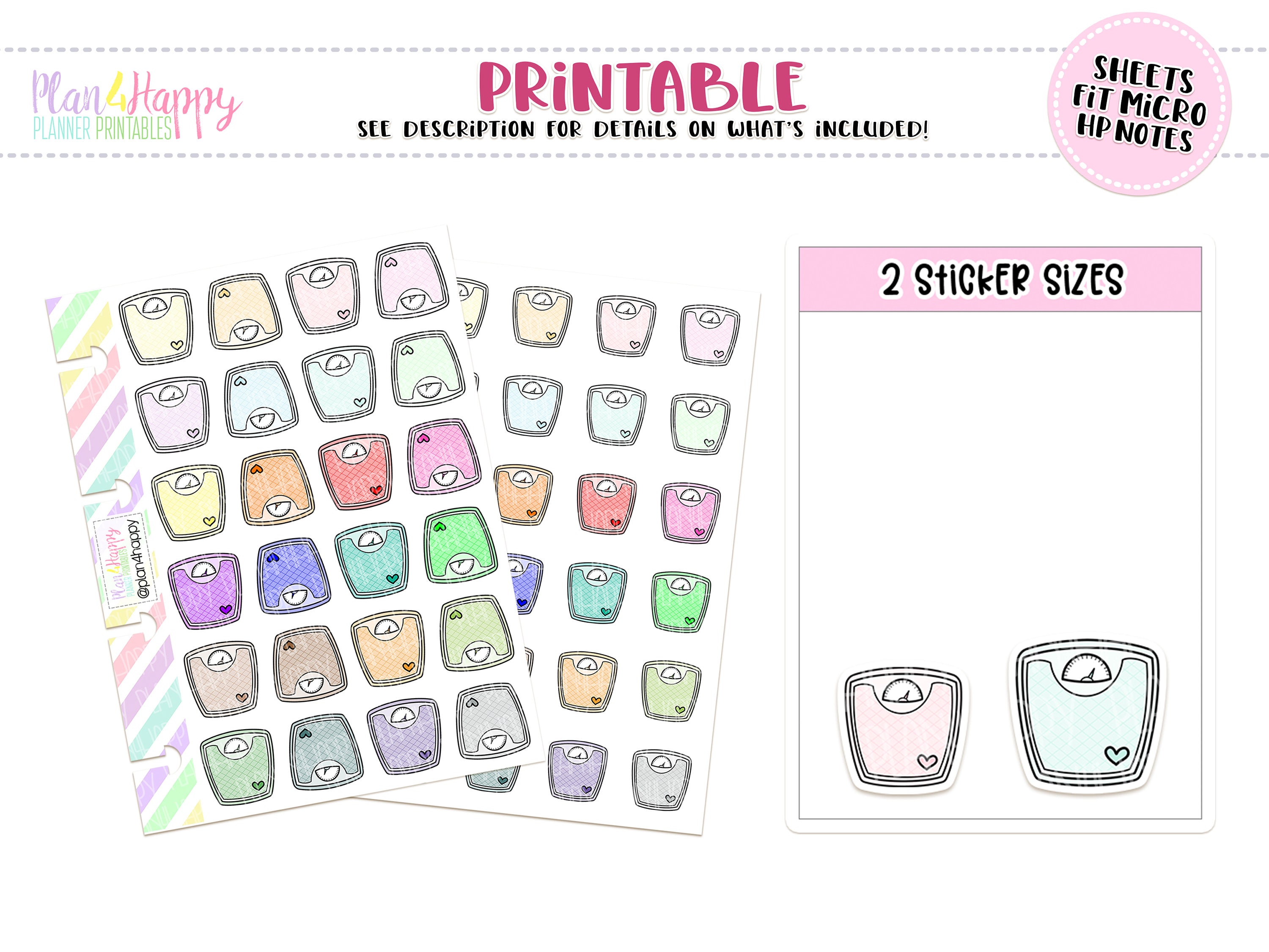 Bathroom Scale Stickers Printable Planner Stickers Fits - Etsy
