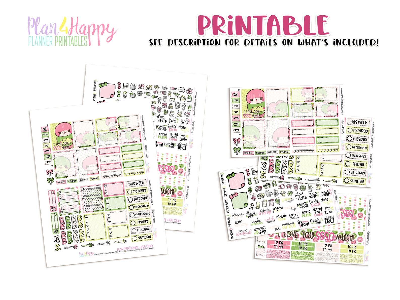 Printable Weekly Kit, Vertical Planner Weekly Kit, Snakes Valentines ...