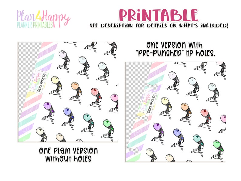 Microphone Stickers Printable Planner Stickers Fits Micro - Etsy