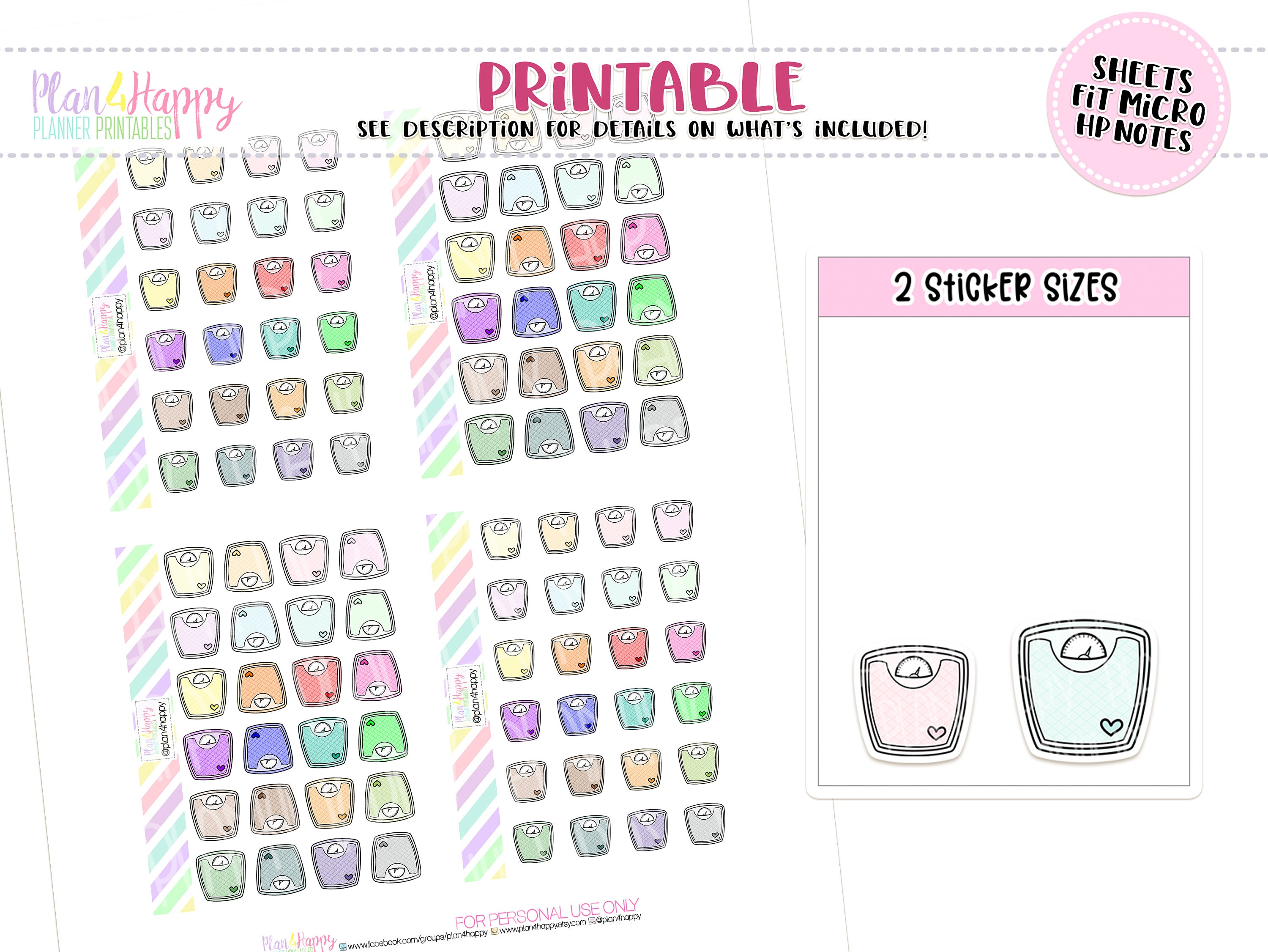 Bathroom Scale Stickers Printable Planner Stickers Fits - Etsy