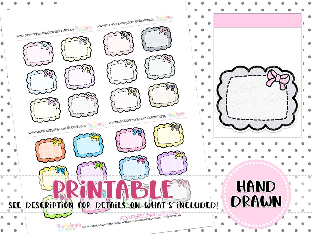 Printable Large Scallop Boxes Printable Kawaii Stickers - Etsy