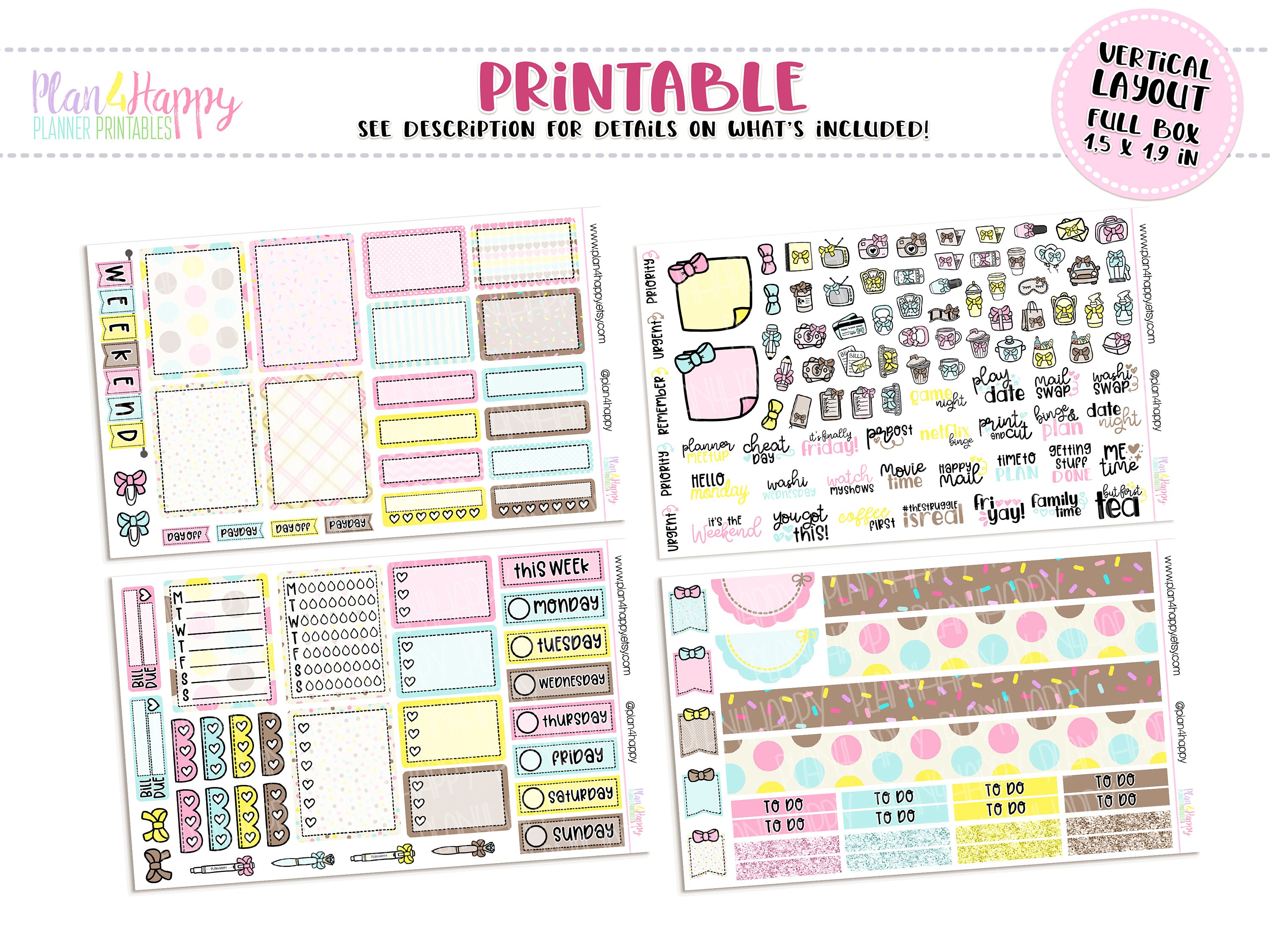 Printable Weekly Kit Vertical Planner Weekly Kit Smile | Etsy