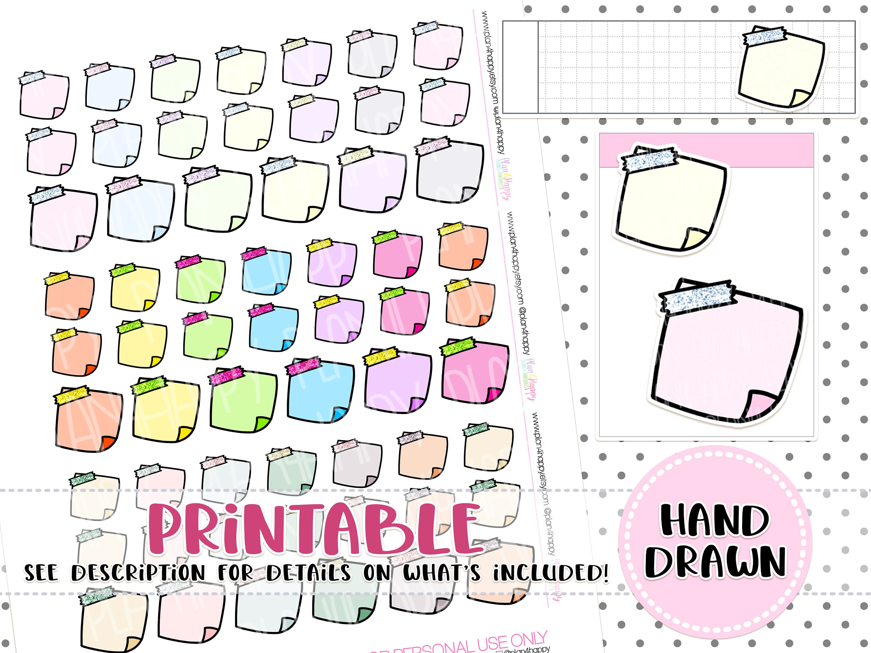 Stickers Hand Drawn Sticker Doodle Stickers Sticky Notes 02 Printable ...