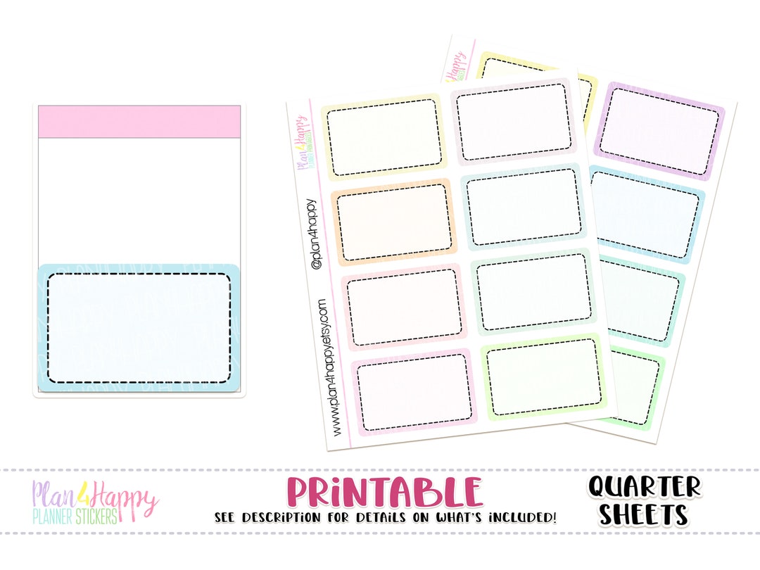 Half Boxes - Set 01 - Pastel, for Standard Vertical Planners, Printable ...