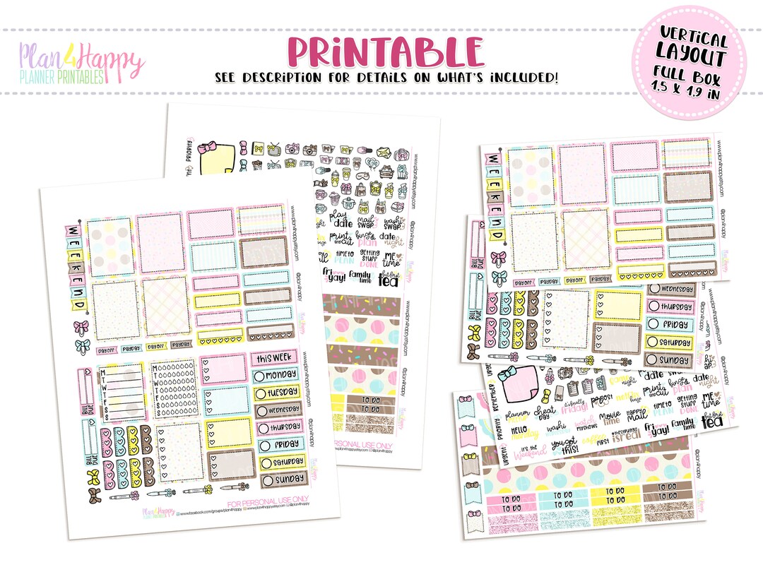 Printable Weekly Kit, Vertical Planner Weekly Kit, Smile Weekly Kit ...