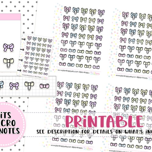 Printable Planner Stickers Bows and Clips Stickers Fits - Etsy
