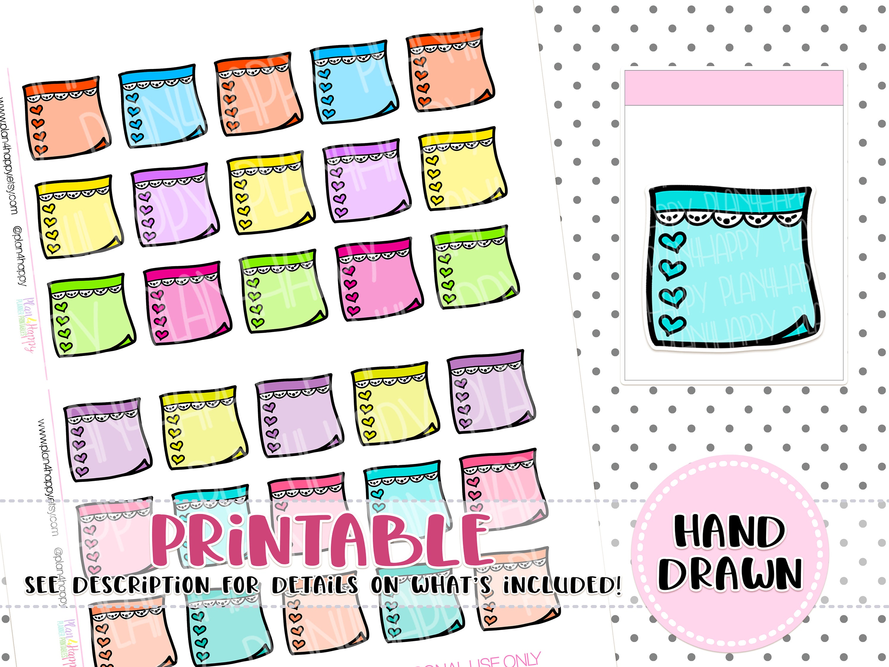 Printable Sticky Note Checklists Printable Planner Stickers | Etsy