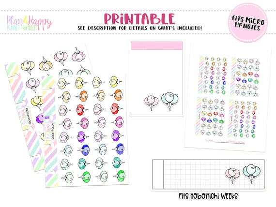 Printable Planner Stickers Balloons Stickers Fits Micro | Etsy
