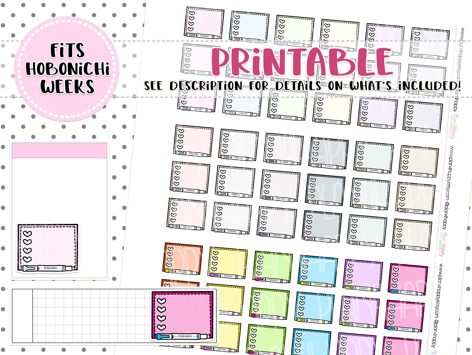 Printable Highlighter Checkboxes Fits Hobonichi Weeks - Etsy
