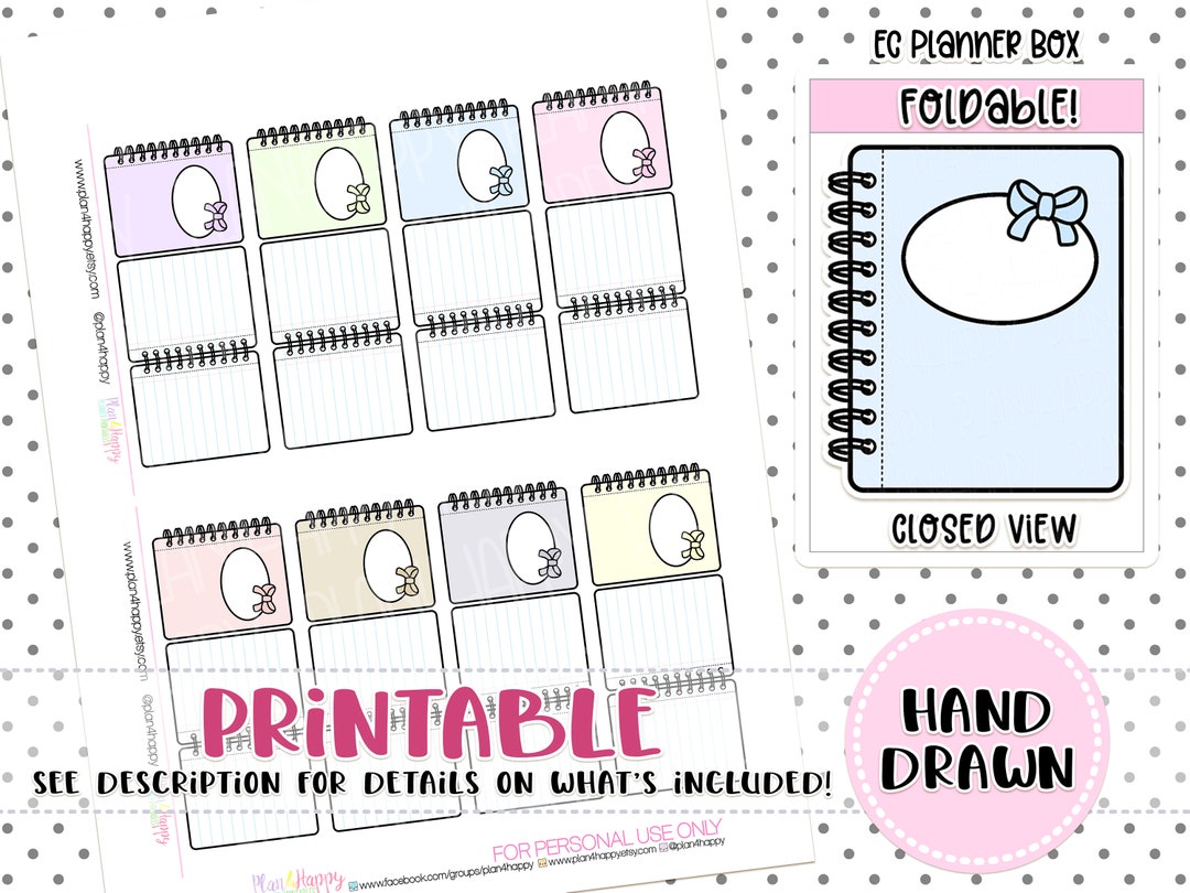 Printable, FOLDABLE Boxes, Fit Most Planners, Notebook Foldable Boxes ...