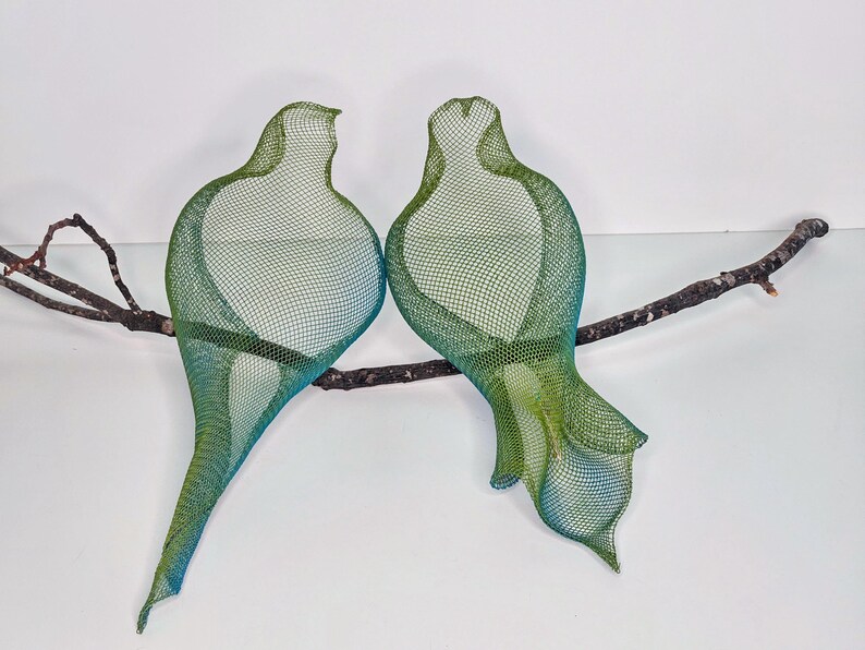 Set of 2 Wire Mesh Bird Sculptures, Wall Art Decor - Etsy
