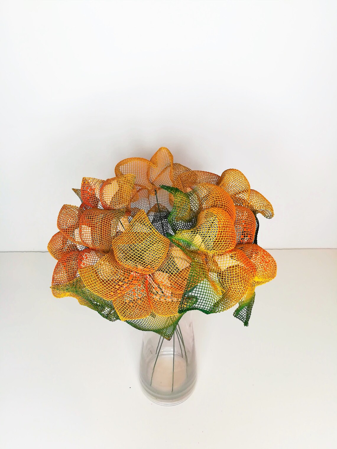3D Decorative Metal-wire-mesh Bouquet Flower Sculpture Room Decor Gift ...