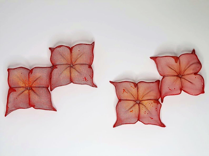 SET Decorative 3D Metal-wire-mesh Wall Hanging Flower Art Flower ...