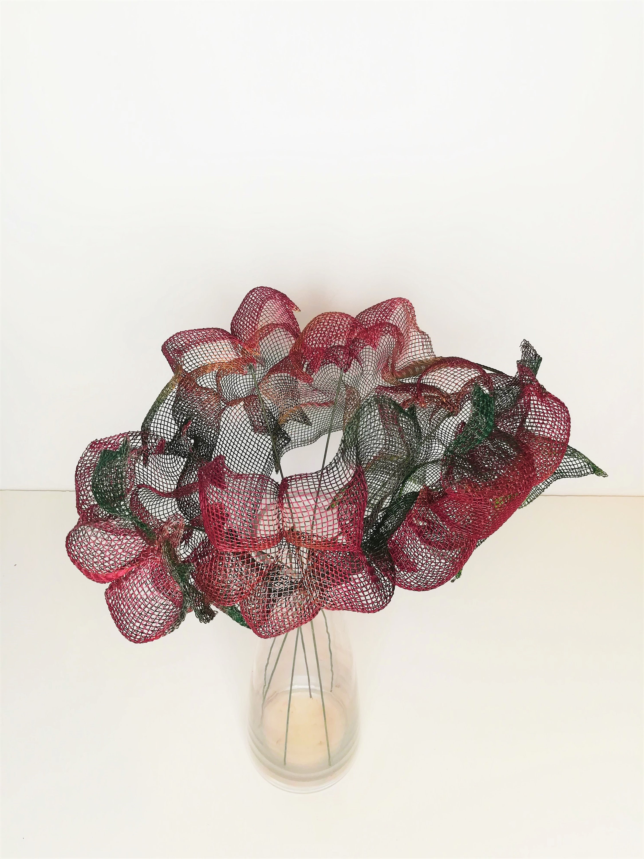 3D Decorative Metal-wire-mesh Bouquet | Flower Sculpture | Room Decor ...