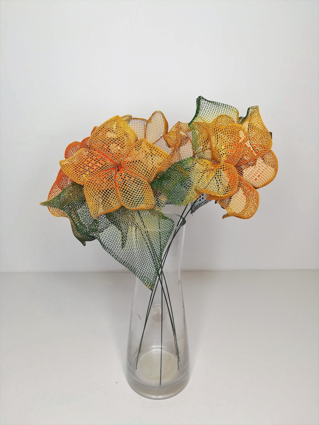 3D Decorative Metal-wire-mesh Bouquet | Flower Sculpture | Room Decor ...