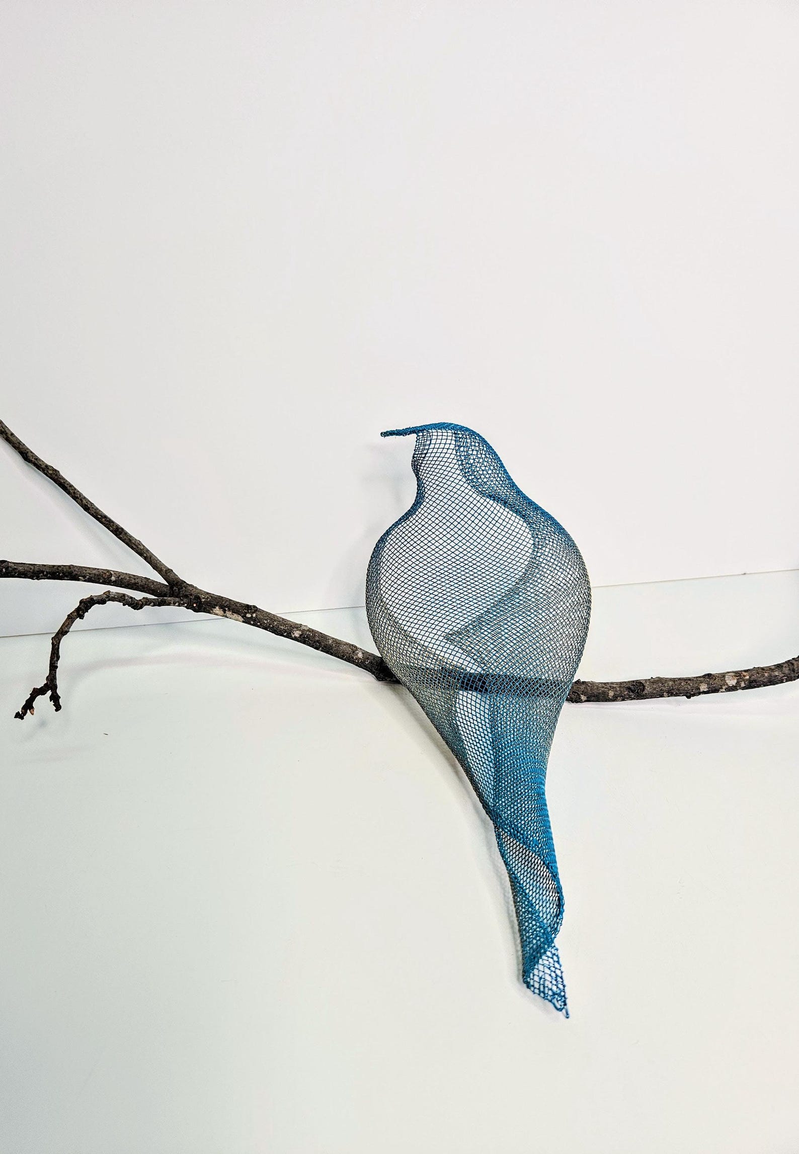 Metal Wire Mesh Bird Sculpture, Blue Gold Shelf Decor - Etsy