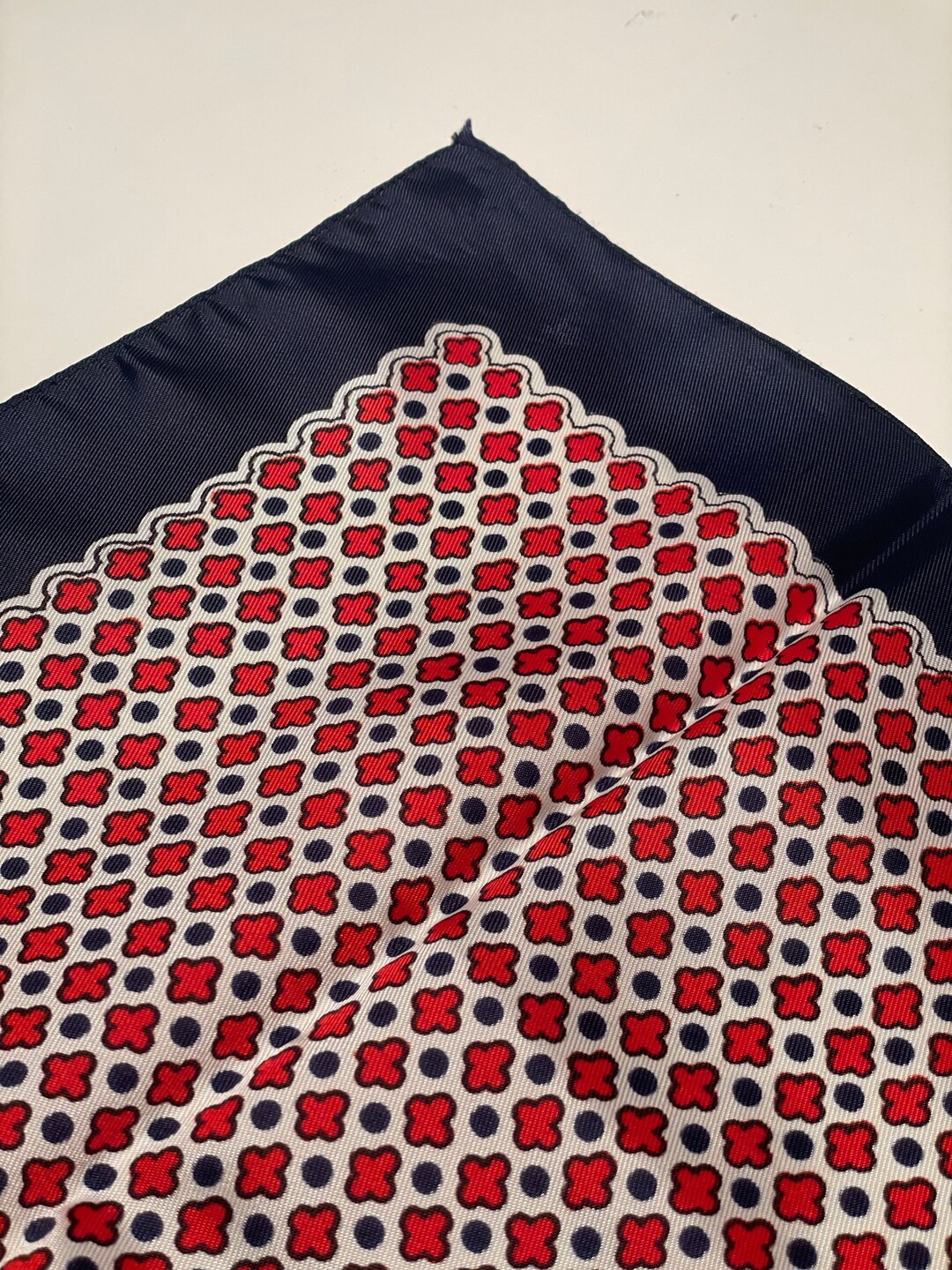 Vintage Red, White and Navy Blue Square Scarf - Etsy