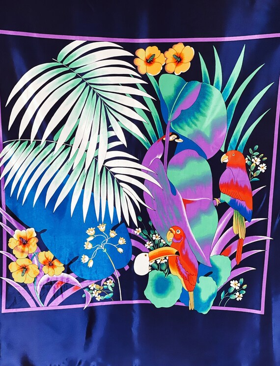 Vintage Tropical Tucan Parrot Scarf - Gem
