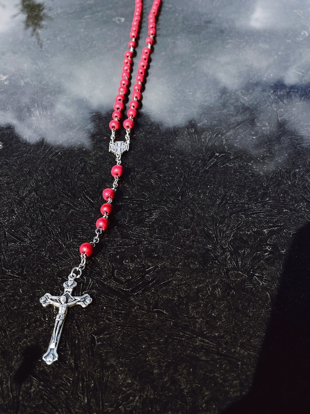 Vintage Catholic Red Beaded Rosary Religious Jerusalem - Etsy