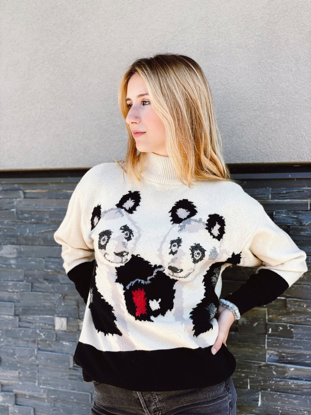 Cutest Panda Wool Sweater Ever - Etsy