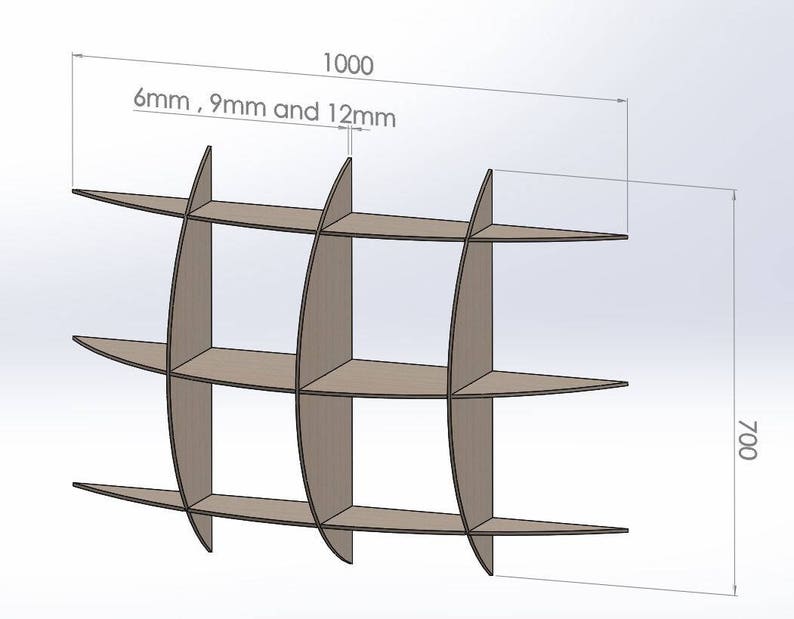 Shelf Design for Laser Cutting DXF File MDF Woodworking Artcam Vcarve ...