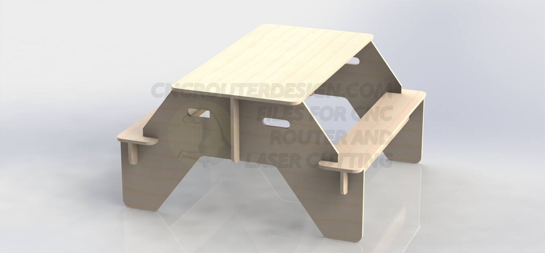 Table With Benches - Project to Cut on CNC Router Vector DXF File ...