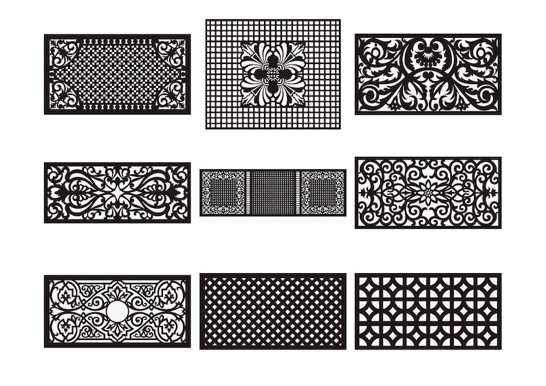 CNC Router and Laser Kit 50 Vectors Files Knockout Panel Decoration ...