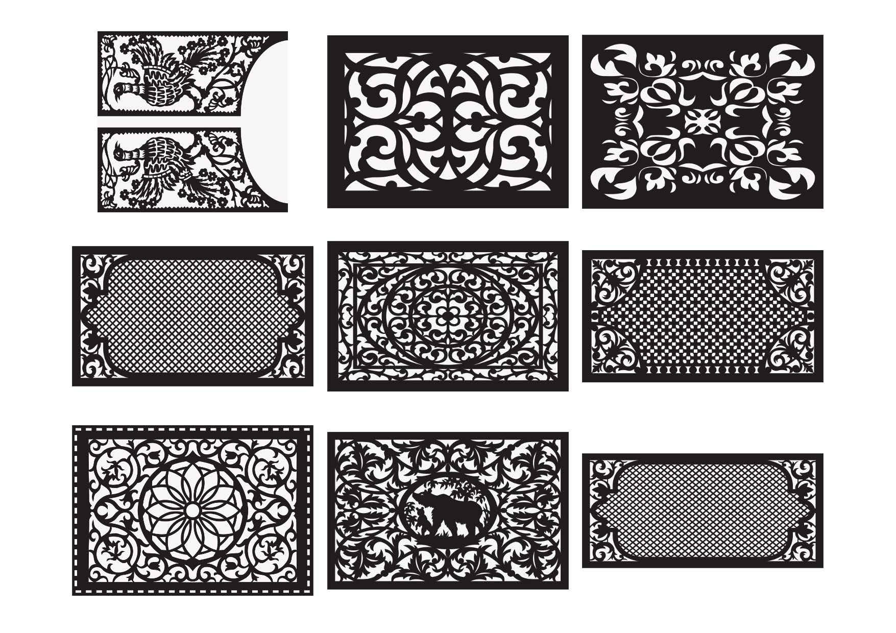 CNC Router and Laser Kit 50 Vectors Files Knockout Panel Decoration ...