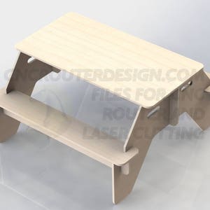Table With Benches - Project to Cut on CNC Router Vector DXF File ...