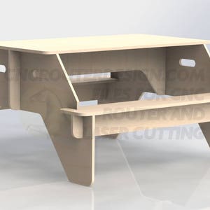 Table With Benches - Project to Cut on CNC Router Vector DXF File ...