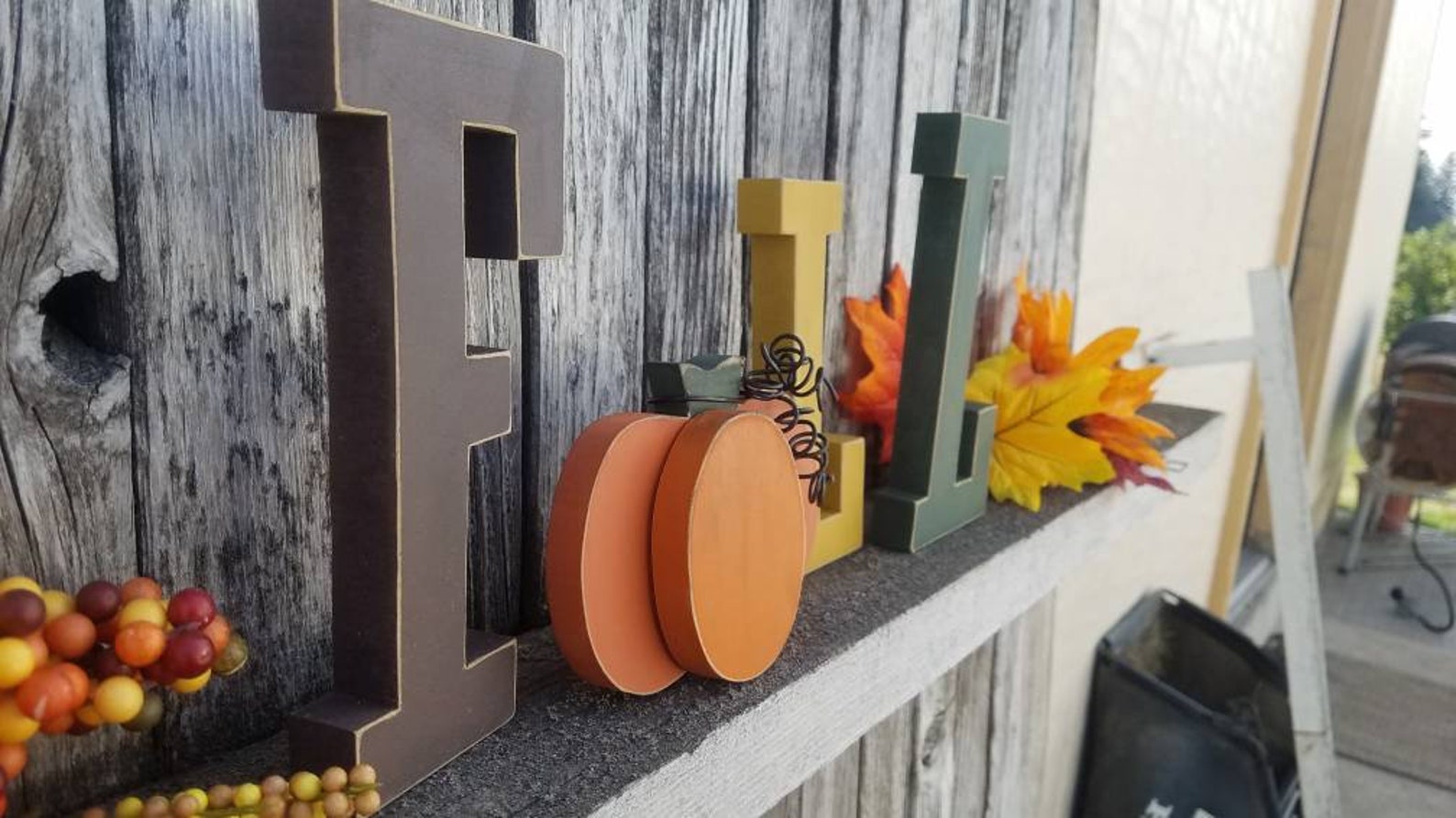 Fall Wood Letter Set With 2 Layer Pumpkin, Seasonal Home Decor for Fall ...