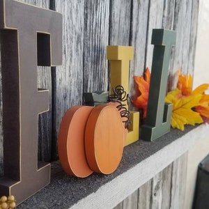 Fall Wood Letter Set With 2 Layer Pumpkin, Seasonal Home Decor for Fall ...