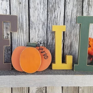Fall Wood Letter Set With 2 Layer Pumpkin, Seasonal Home Decor for Fall ...