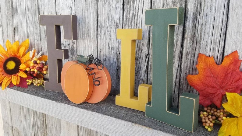 Fall Wood Letter Set With 2 Layer Pumpkin, Seasonal Home Decor for Fall ...